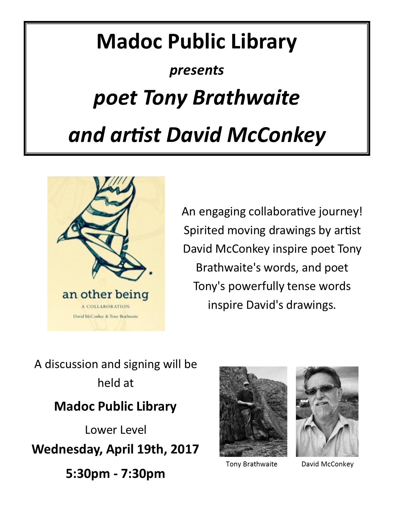 Poet Tony Brathwaite and Artist David McConkey | Madoc Public Library